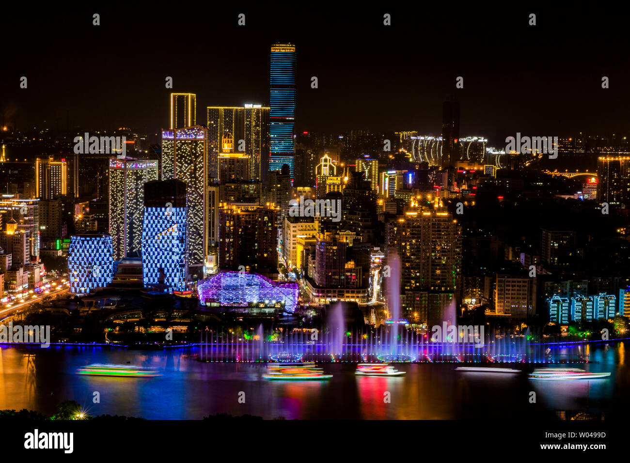 City center with skyscrapers city appearance of dusk buildings ...