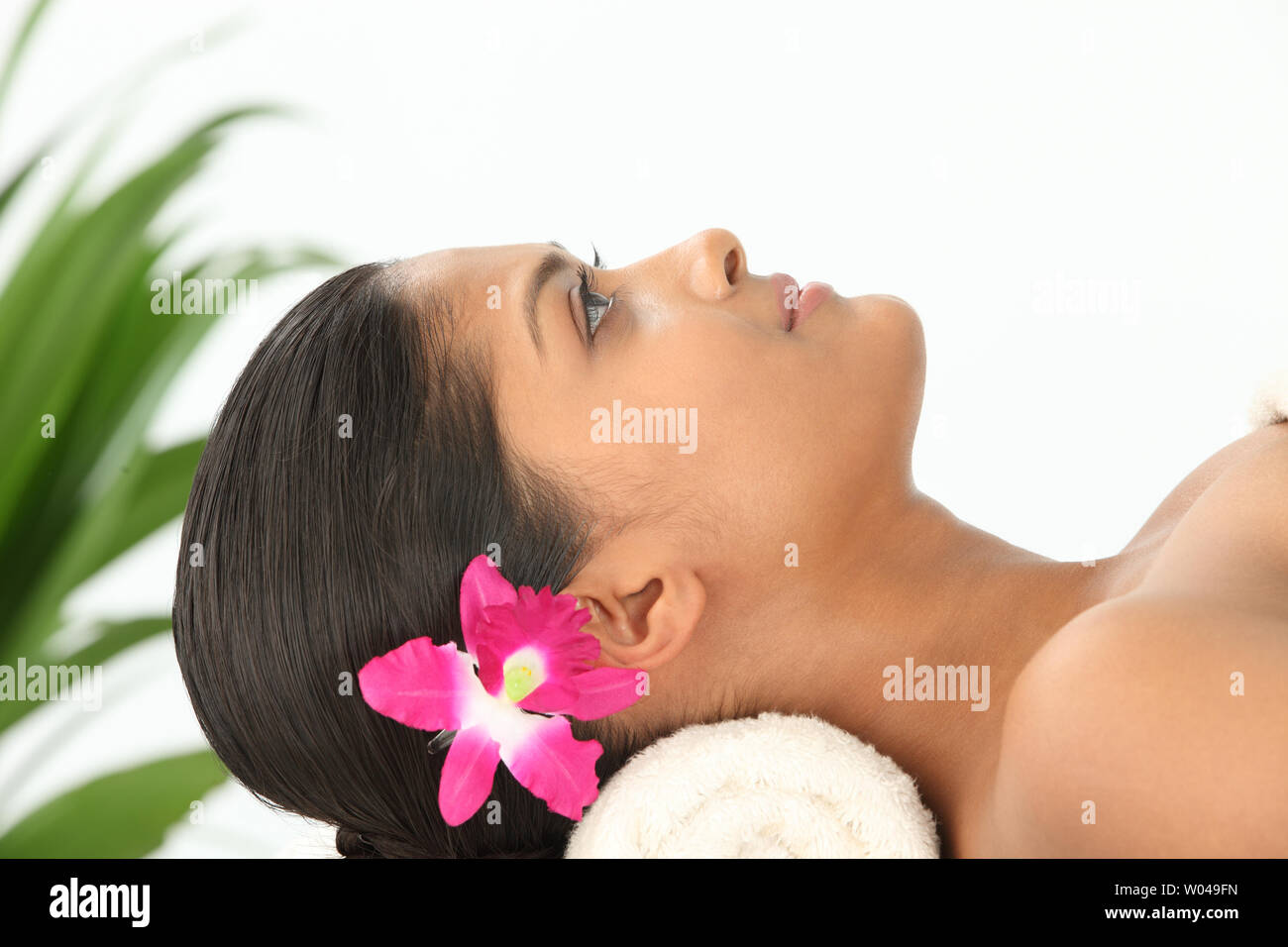 Close up of an Indian woman relaxing Stock Photo - Alamy