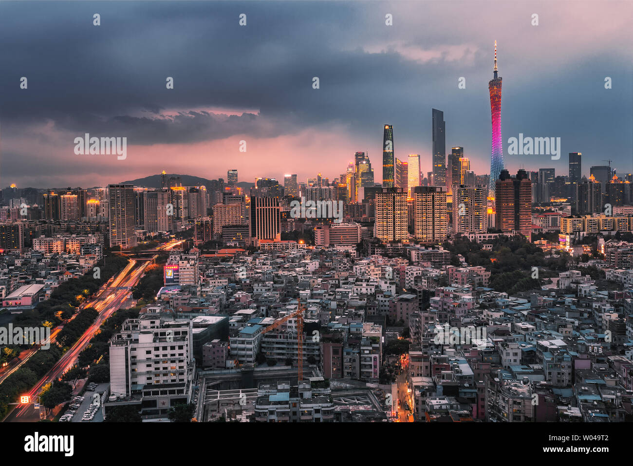 Guangzhou City Scenery Sunrise Sunset Pearl River New City Track Stock ...