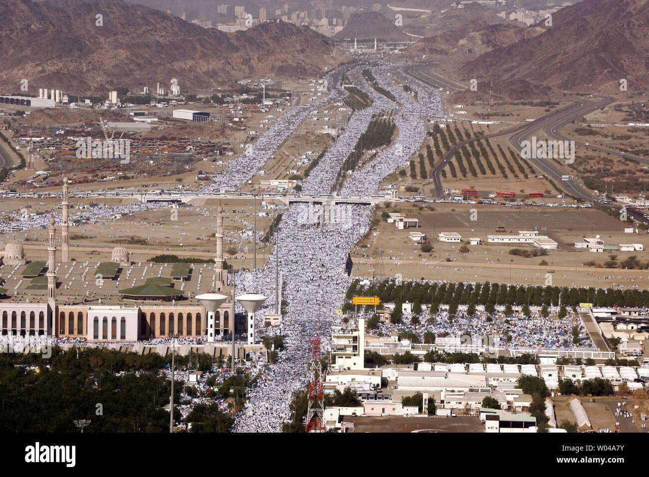 An aerial view shows hundreds of thousands of pilgrims heading for ...