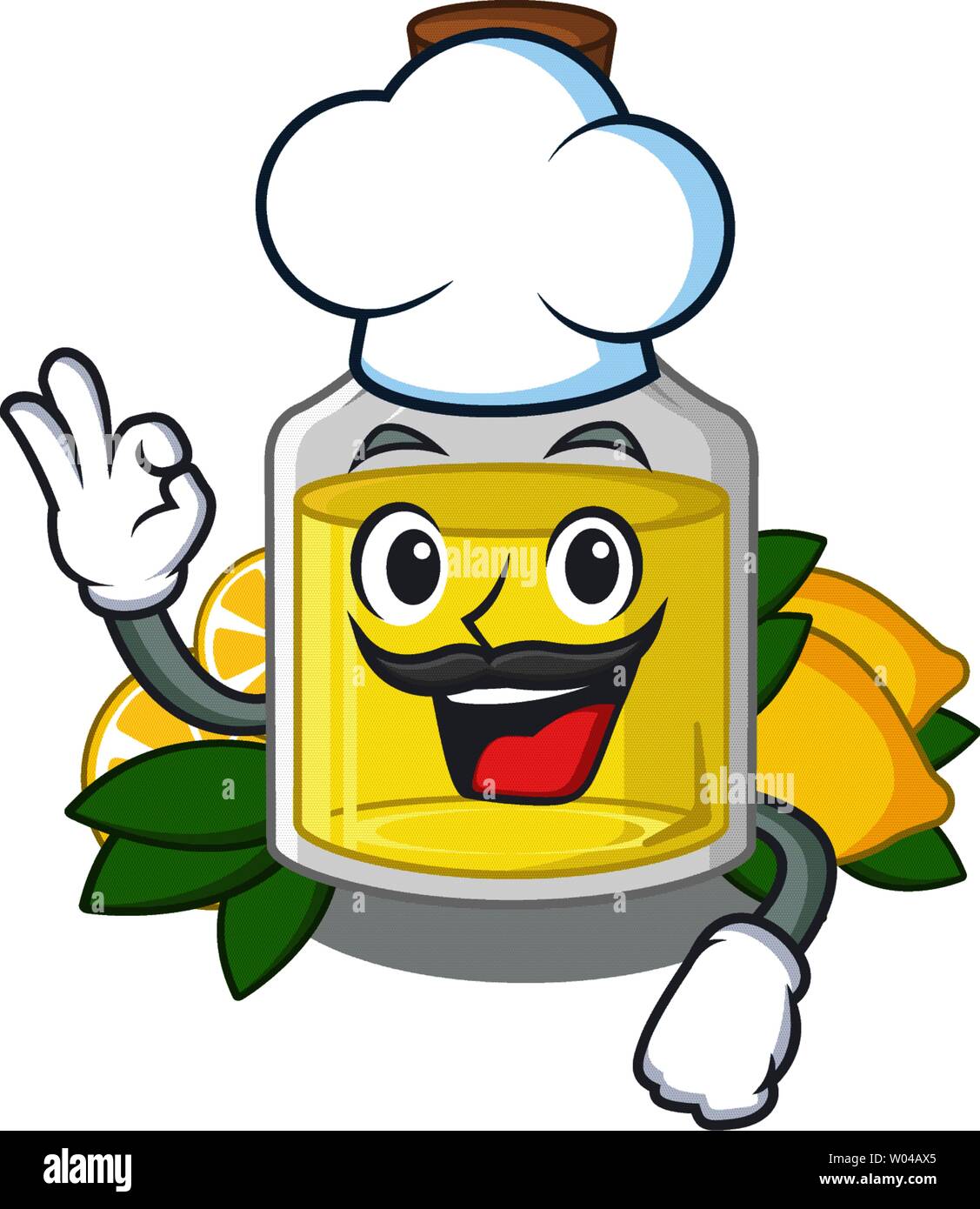 Chef lemon cartoon oil bottle above table Stock Vector Image & Art - Alamy