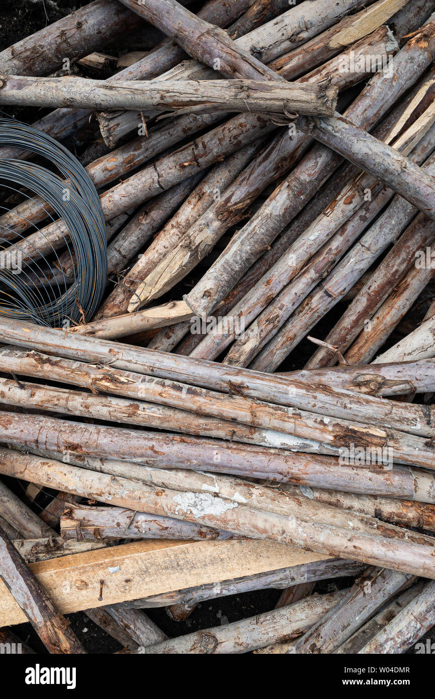 Wooden pile texture in construction site Stock Photo - Alamy