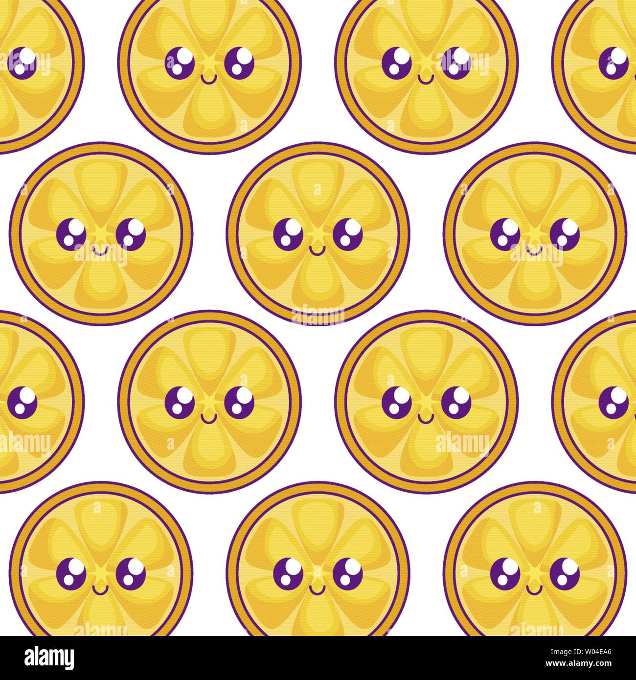pattern slices of oranges fruits kawaii character vector illustration ...