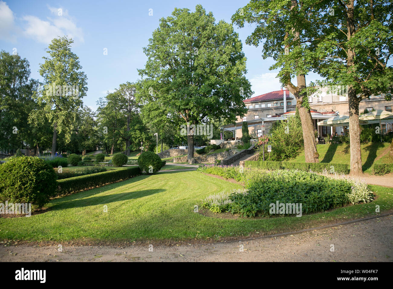 City Cesis, Latvian republic. City streets and park. Everything is ...