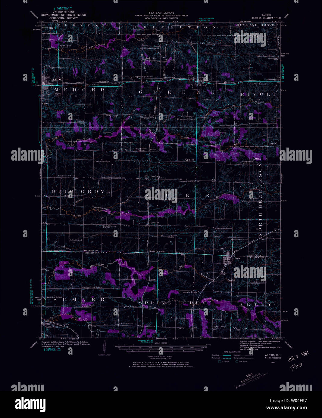 USGS TOPO Map Illinois IL Alexis 309192 1923 62500 Inverted Restoration ...