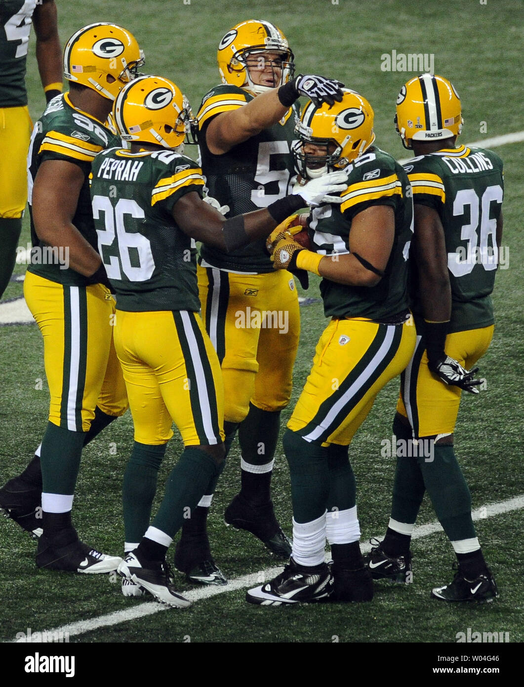The Green Bay Packers celebrate Green Bay Packers linebacker Bishop ...