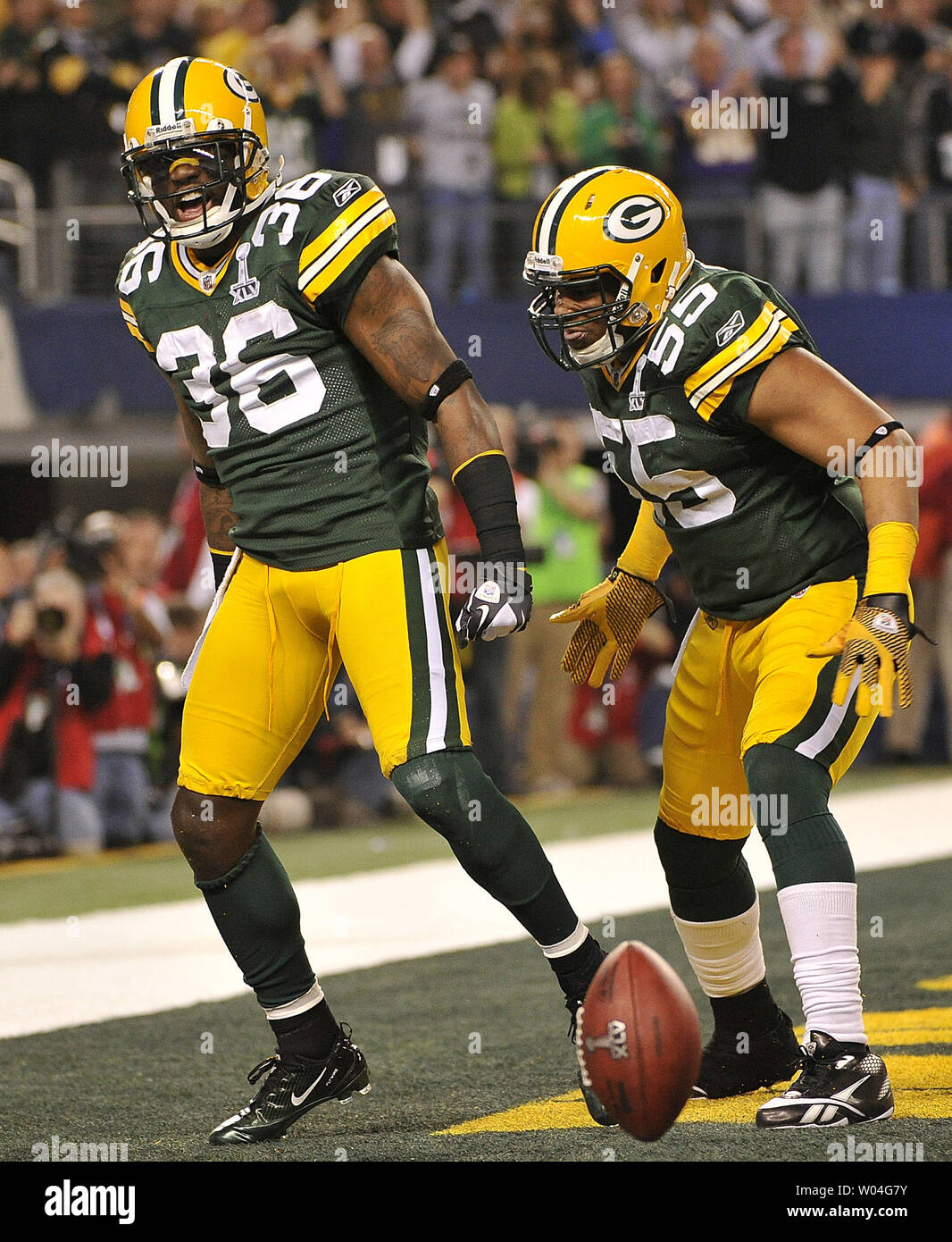 Green Bay Packers safety Nick Collins (36) celebrates his 37-yard ...