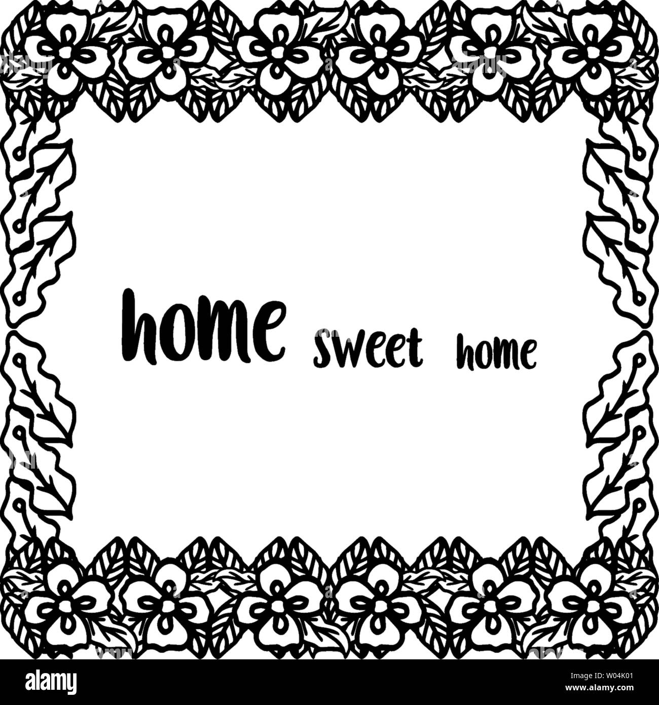 Vector illustration element home sweet home with decoration flower ...