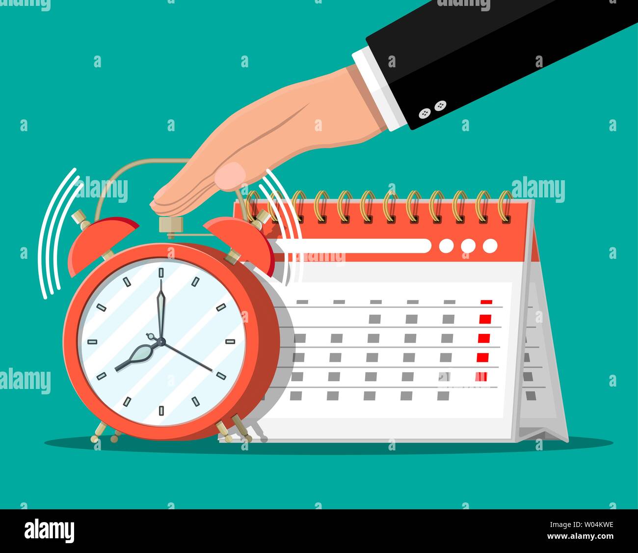 Paper spiral wall calendar, clocks and hand Stock Vector Image & Art ...