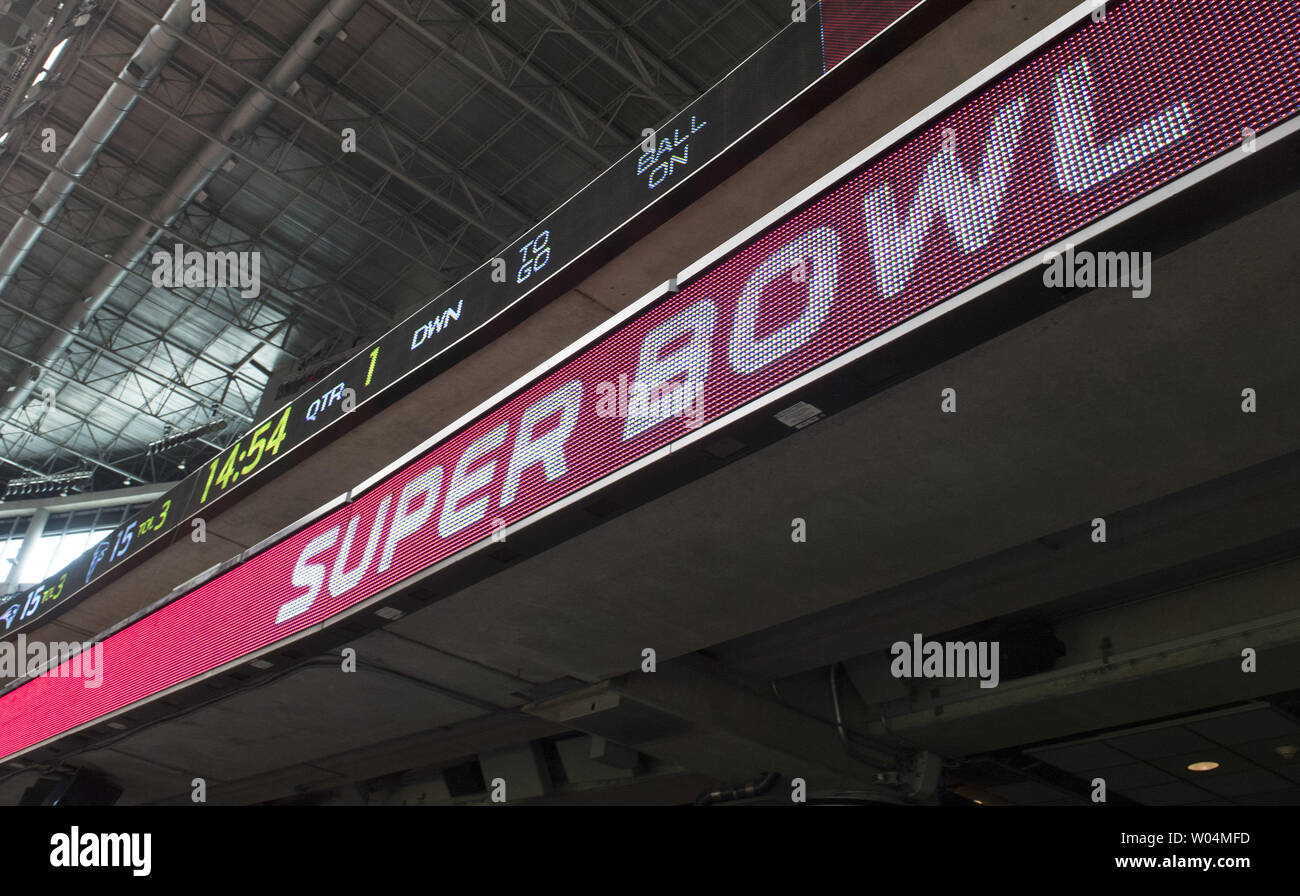 Super Bowl signage is seen inside NRG Stadium prior to Super Bowl LI in ...