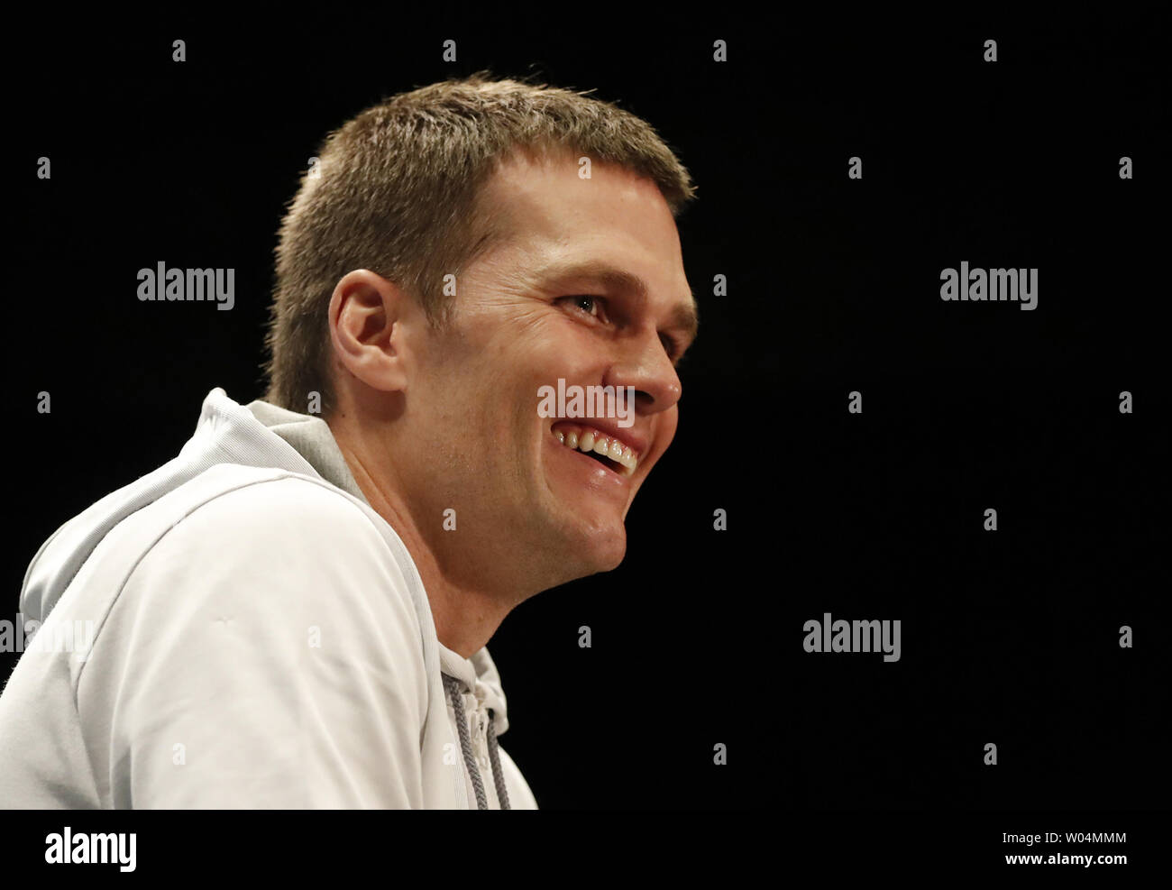New England Patriots quarterback Tom Brady speaks at a press conference ...