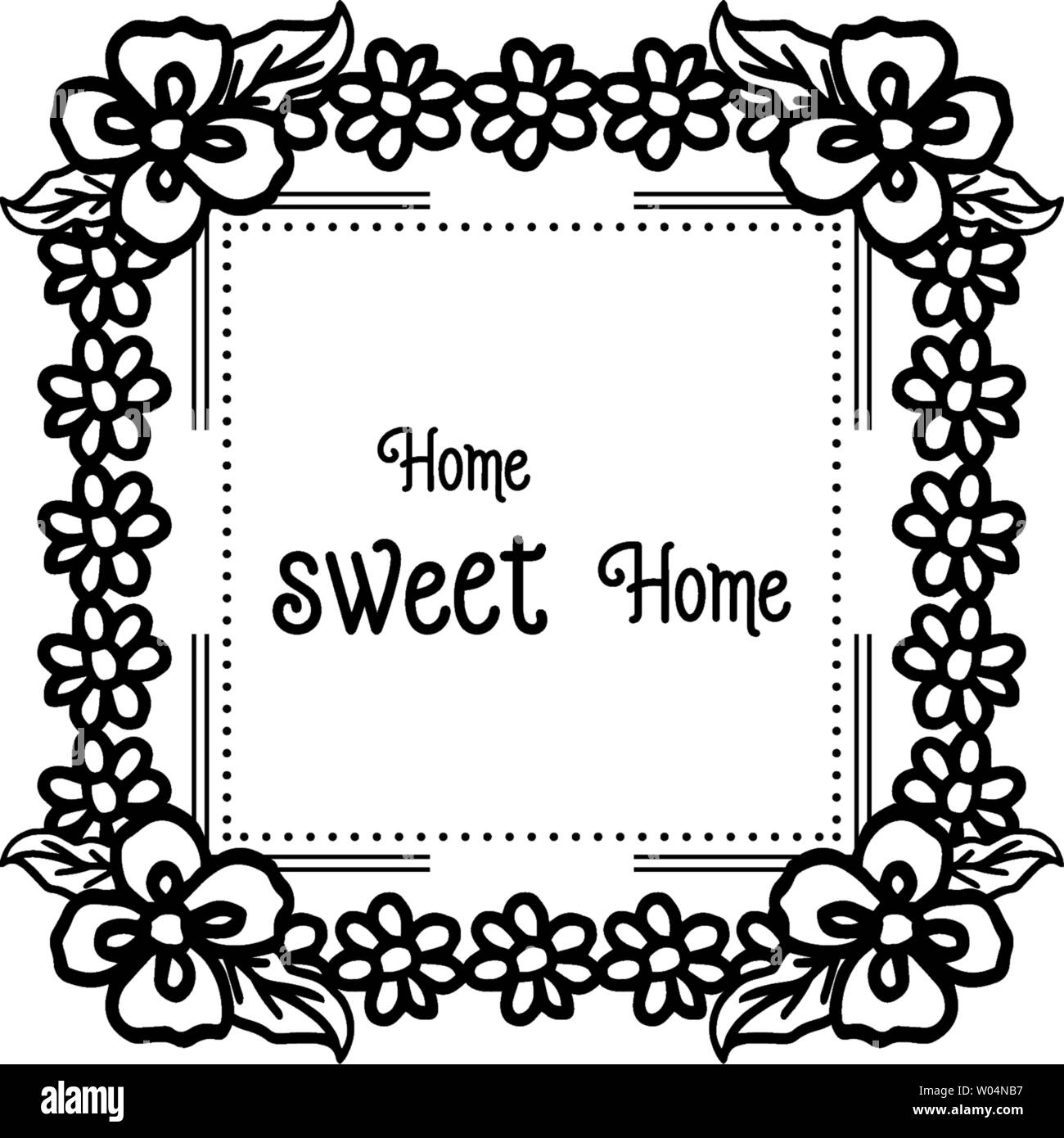 Vector illustration design modern home sweet home with cute flower ...