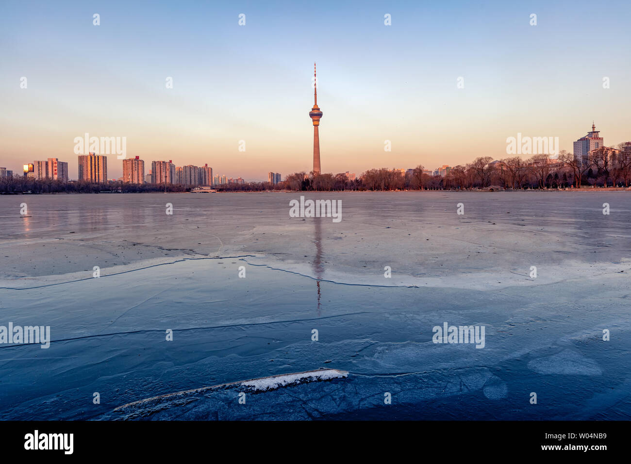 The TV tower in spring, summer, autumn and winter Stock Photo - Alamy