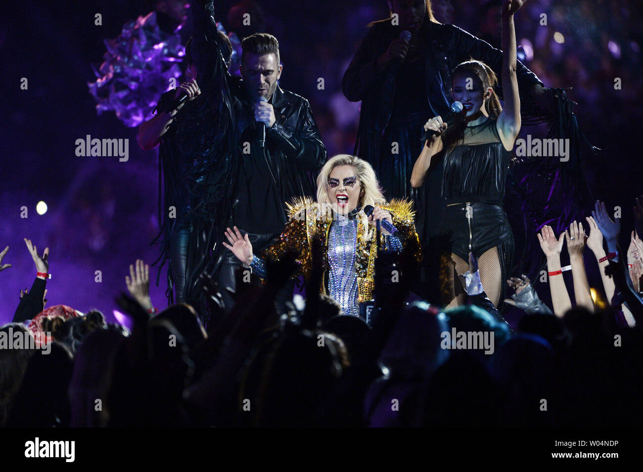 Lady Gaga performs during the halftime show at Super Bowl LI at NRG ...