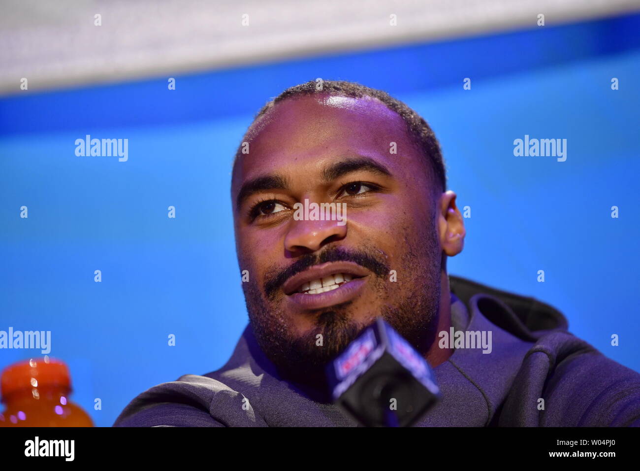 Los Angeles Rams Robert Woods speaks to the media during Super Bowl ...