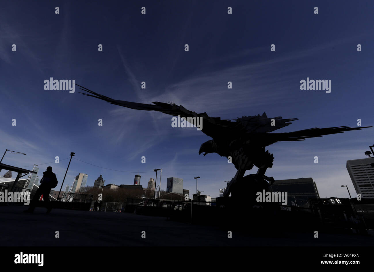 Falcon statue at mercedes benz stadium hi-res stock photography and ...