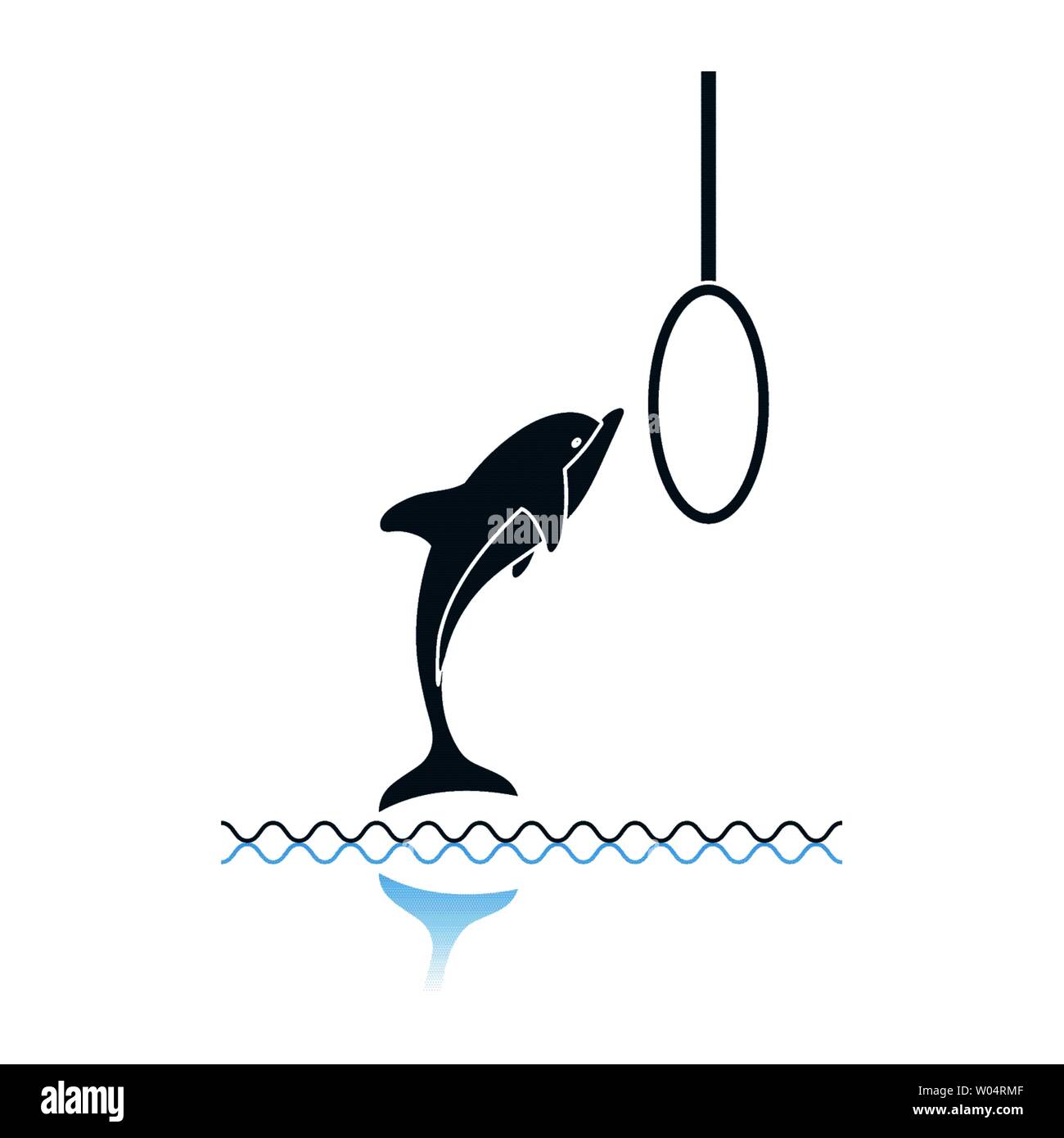 Jump Dolphin Icon. Shadow Reflection Design. Vector Illustration Stock ...