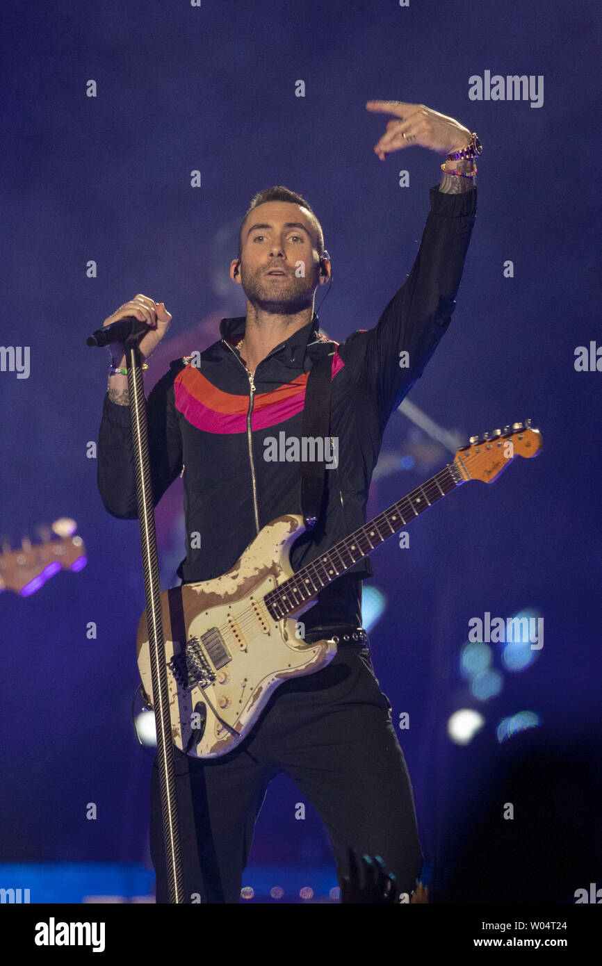 Adam Levine and Maroon 5 perform during the Pepsi Super Bowl LIII ...