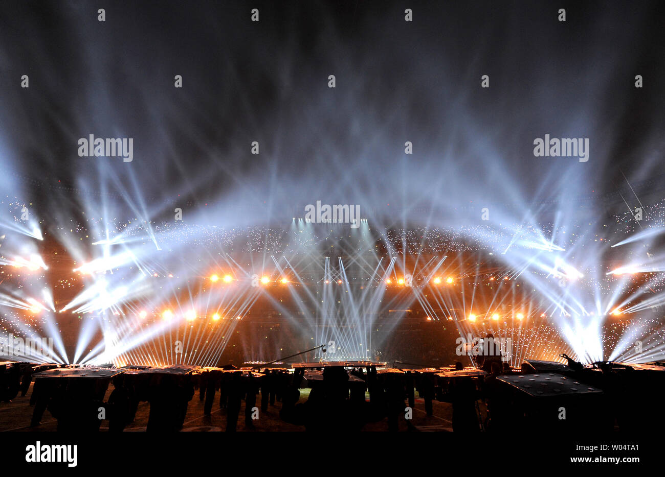Stage set for the halftime show featuring Bruno Mars and the Red Hot ...