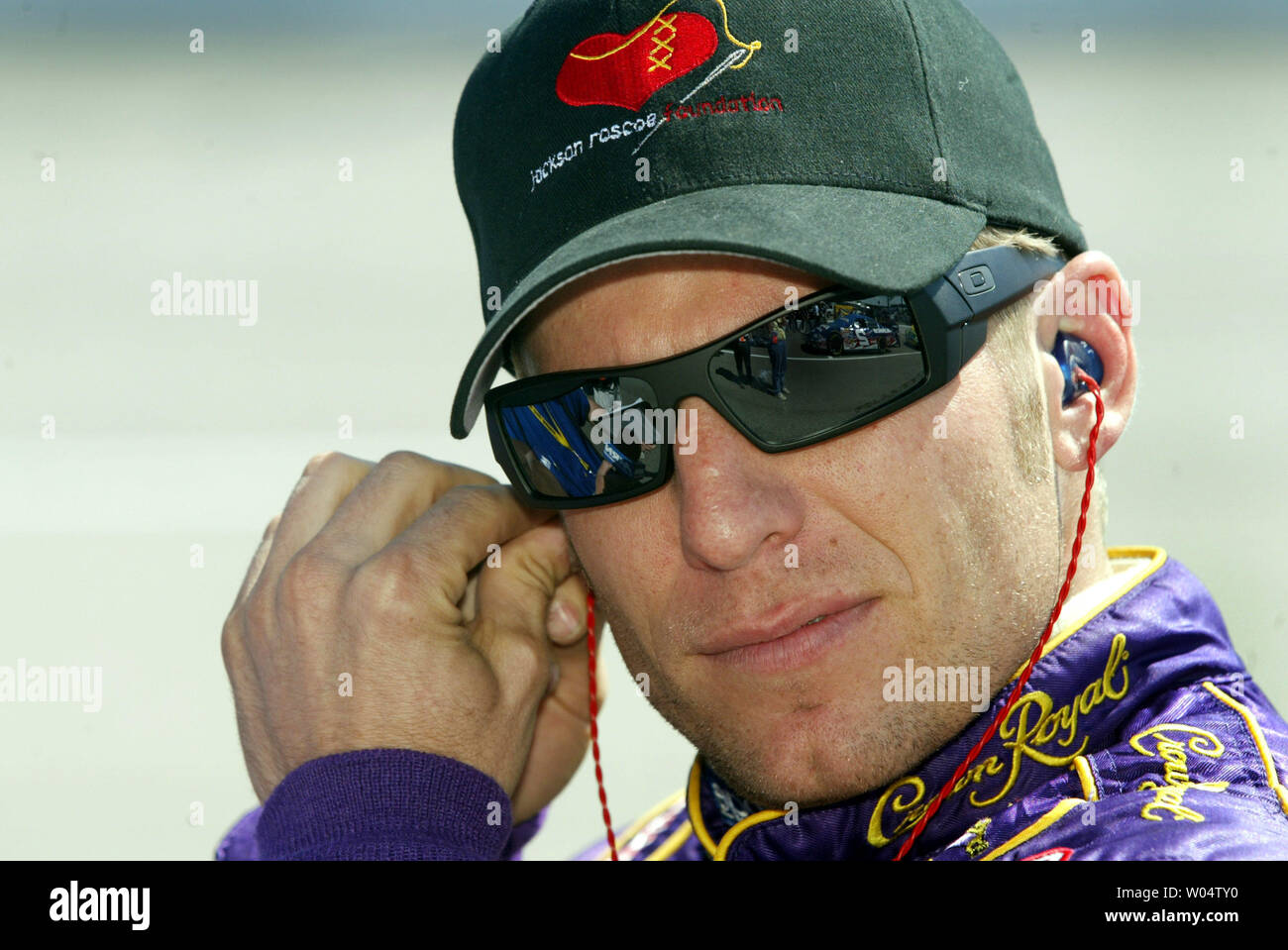 Race car driver Jamie McMurray prepares for NASCAR Dodge Charger 500 ...