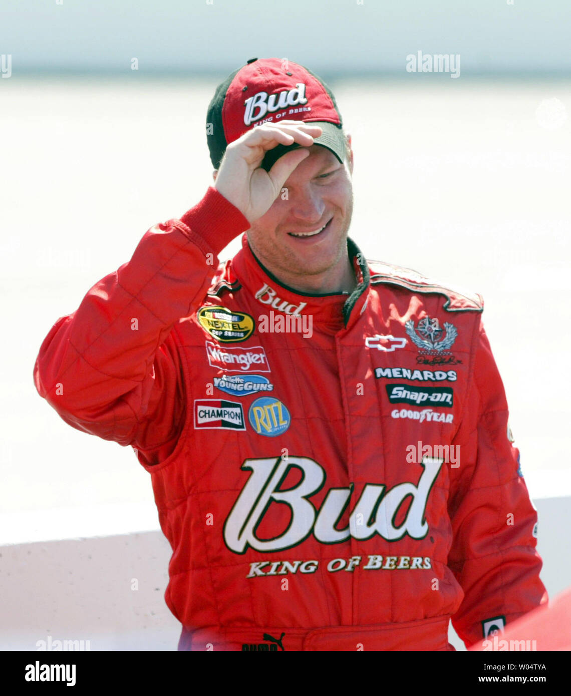 Race car driver Dale Earnhardt, Jr. awaits the start of NASCAR Dodge ...