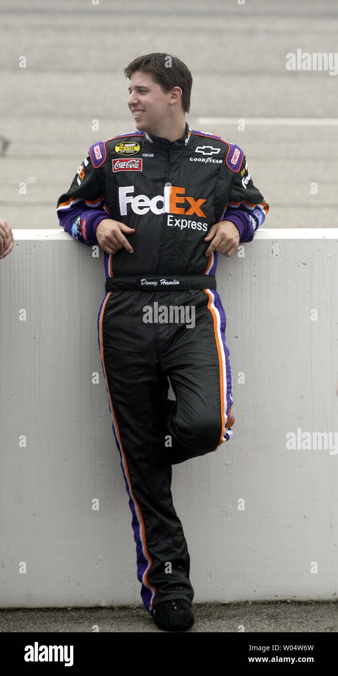 Race Car Driver Denny Hamlin Stands On Pit Road Before The Start Of The