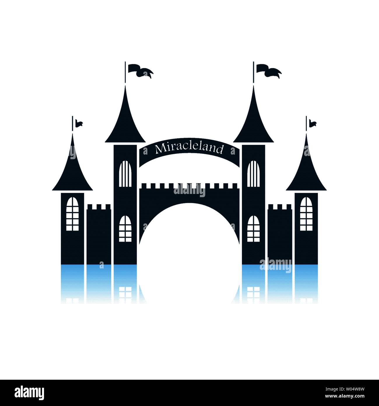 Amusement Park Entrance Icon. Shadow Reflection Design. Vector ...