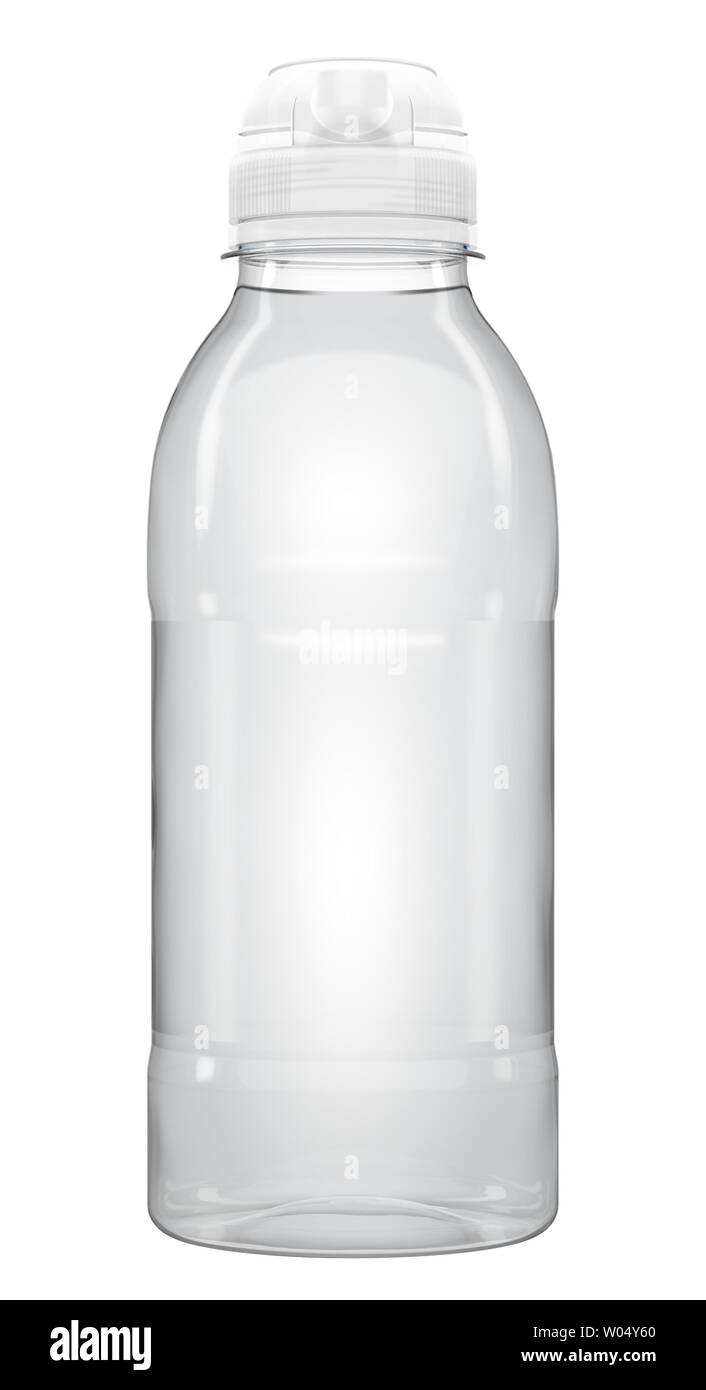 A plastic vitamin drink bottle with a squeeze lid on an isolated white ...