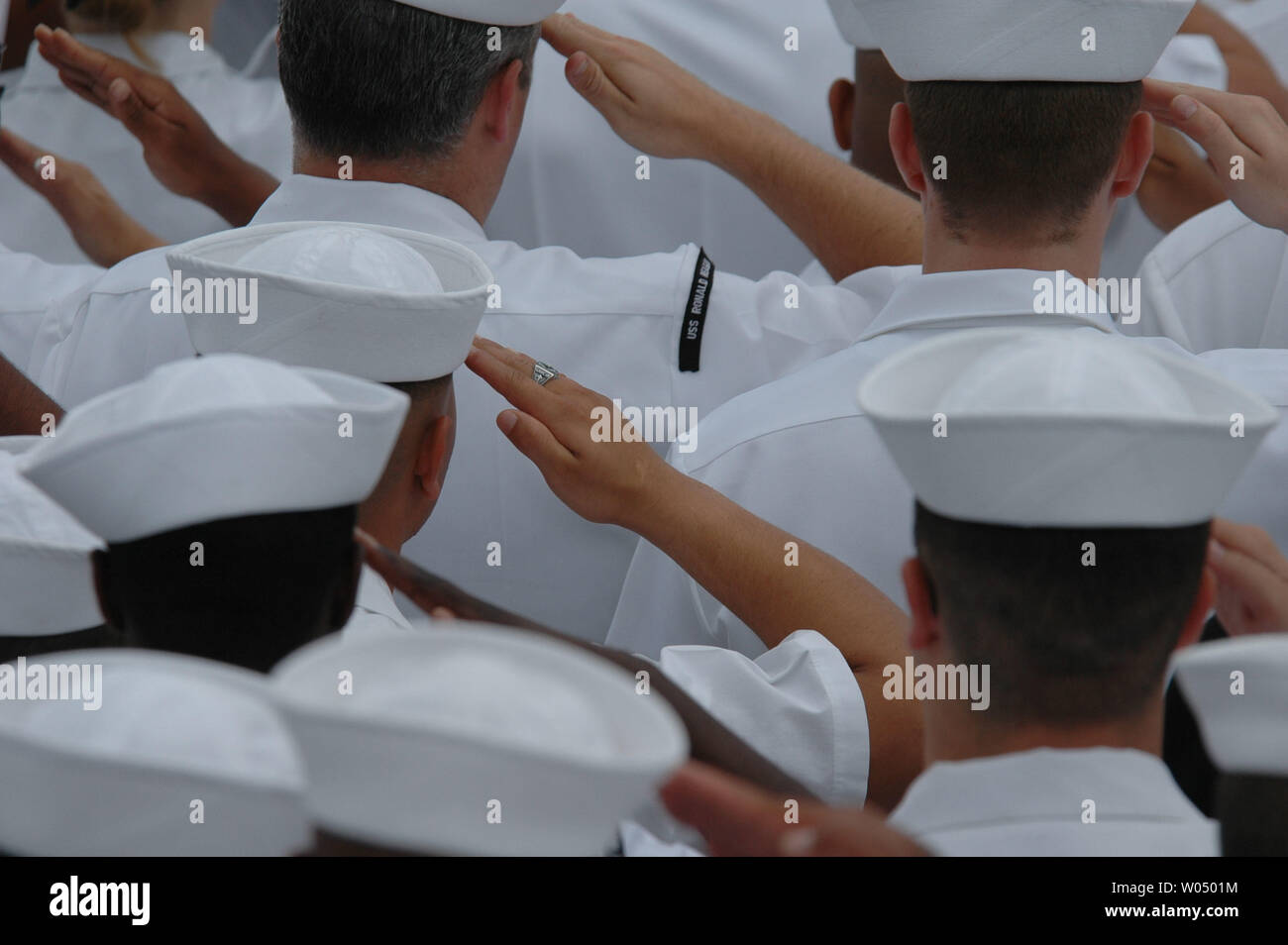 Naval personal salute the arrival of U.S. President George W. Bush at ...