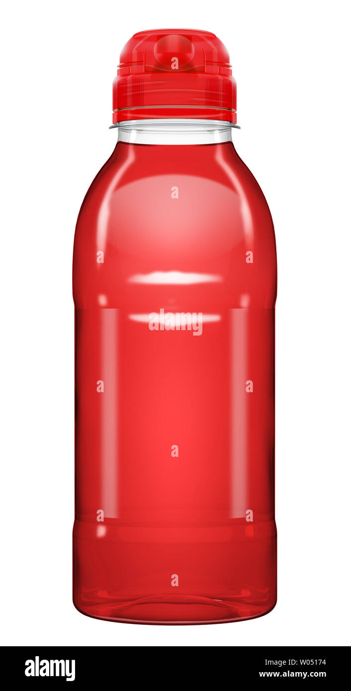 A plastic vitamin drink bottle with a squeeze lid on an isolated white ...