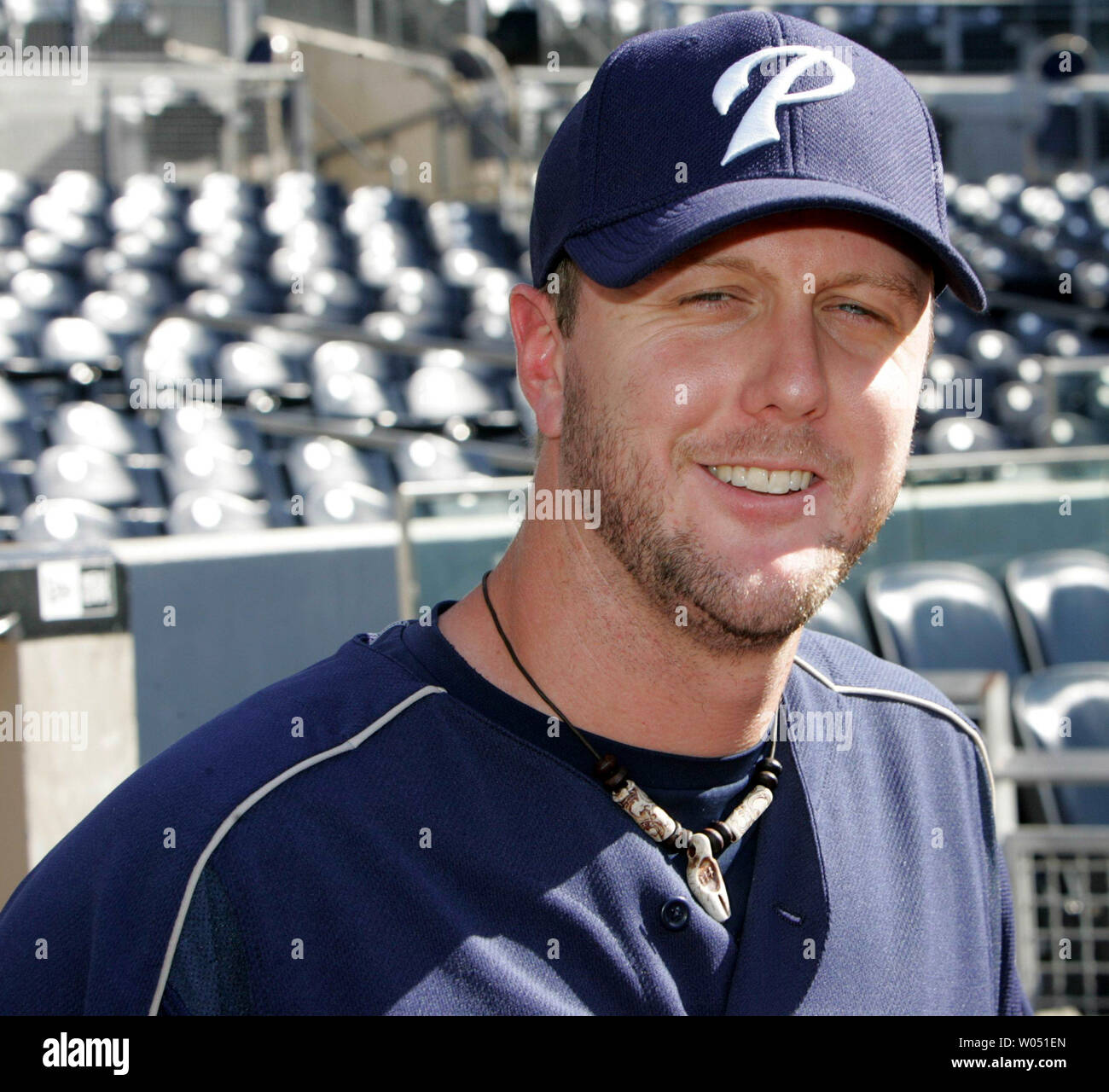 San Diego Padres pitcher Mike Thompson waits for the game to start ...