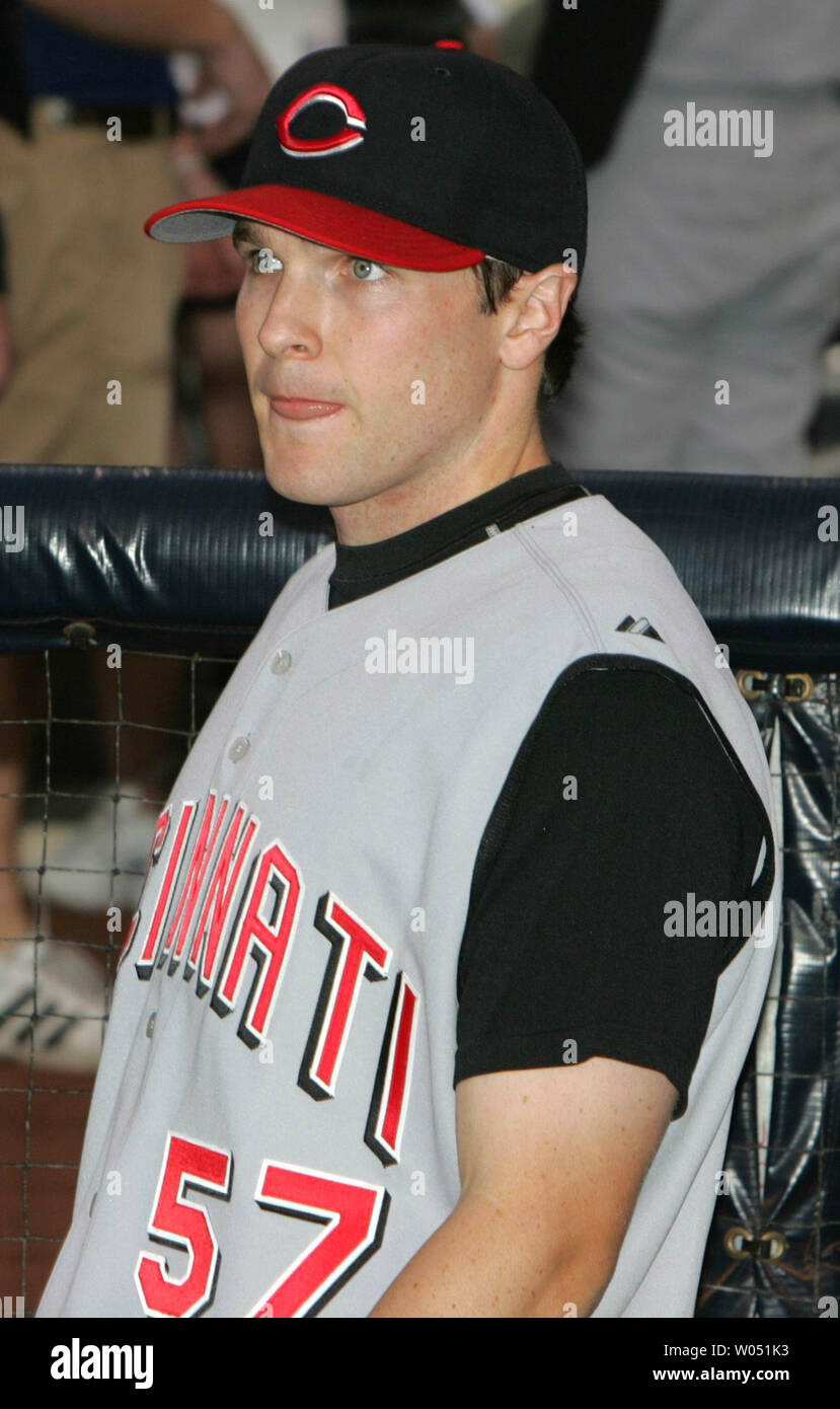 Cincinnati Reds infielder Brendan Harris waits for the game to start ...