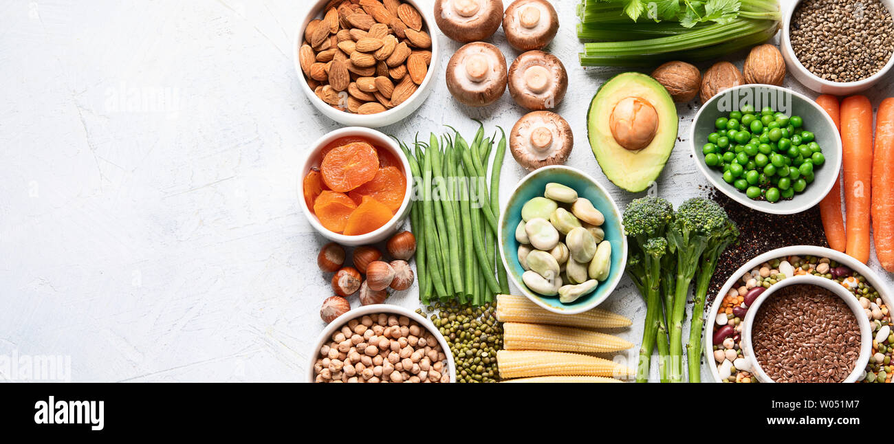 Food sources of plant based protein. Healthy diet with legumes, dried ...
