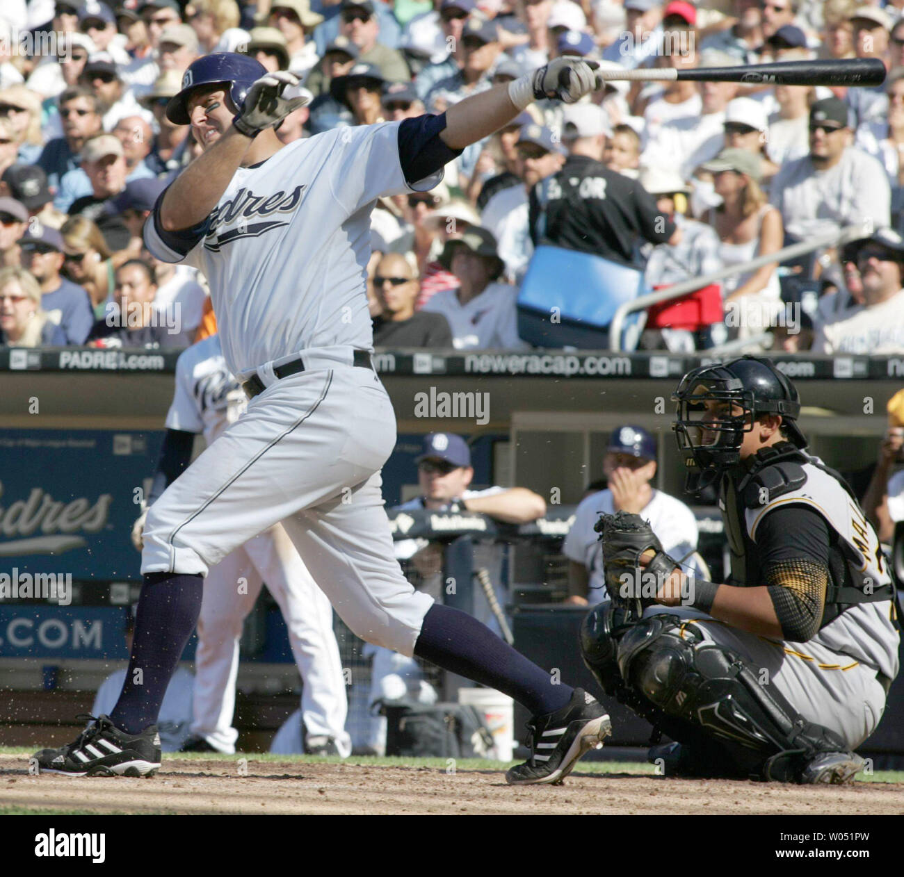 San Diego Padres catcher Josh Bard homers in the 6th inning in the game ...