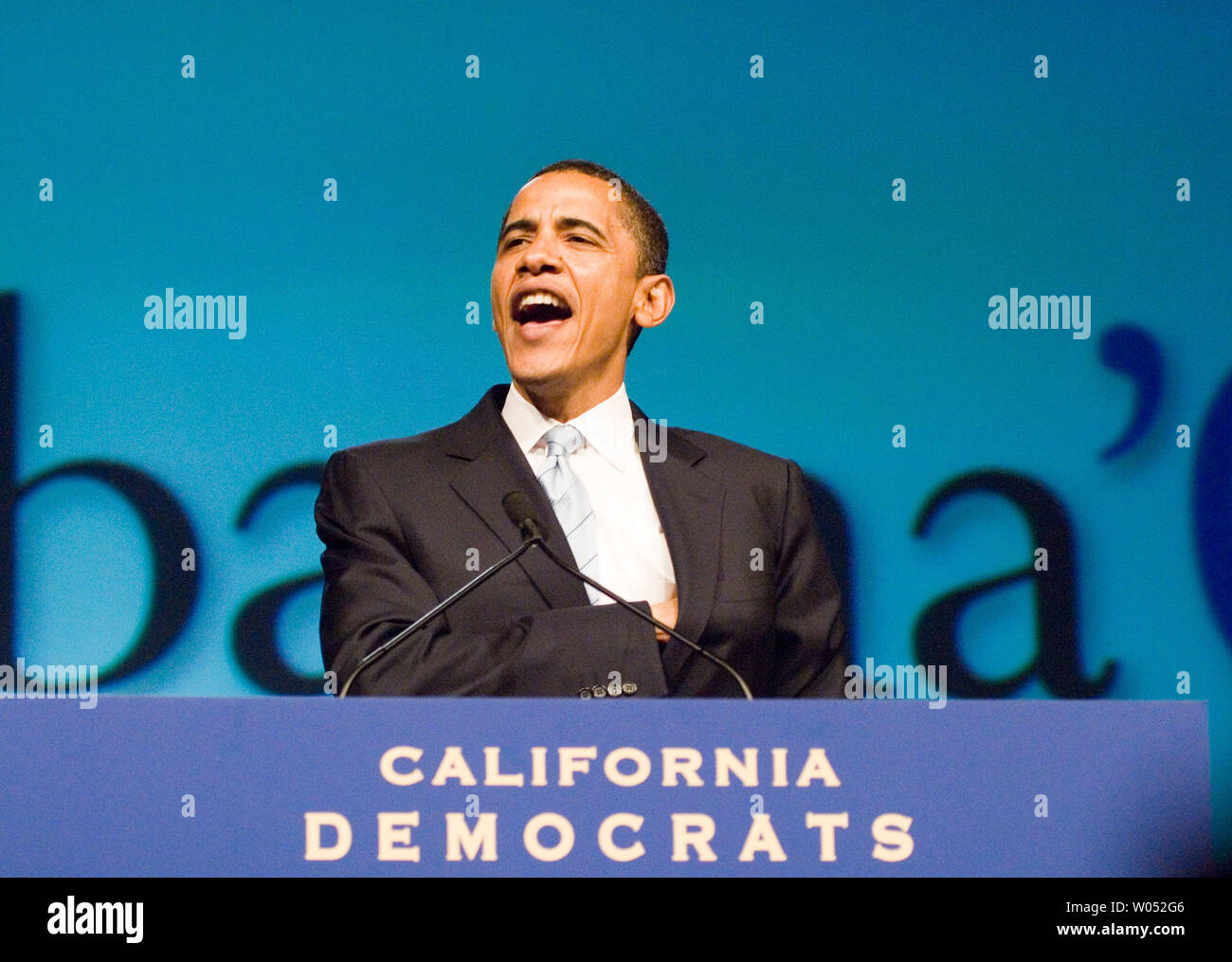 Democratic presidential hopeful Sen. Barack Obama, addresses the ...