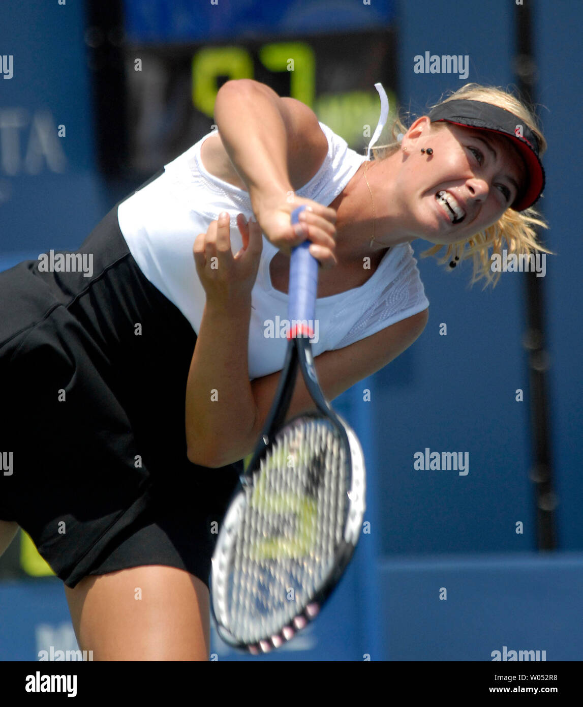 Russia's Maria Sharapova serves to compatriot Anna Chakvetadze during ...