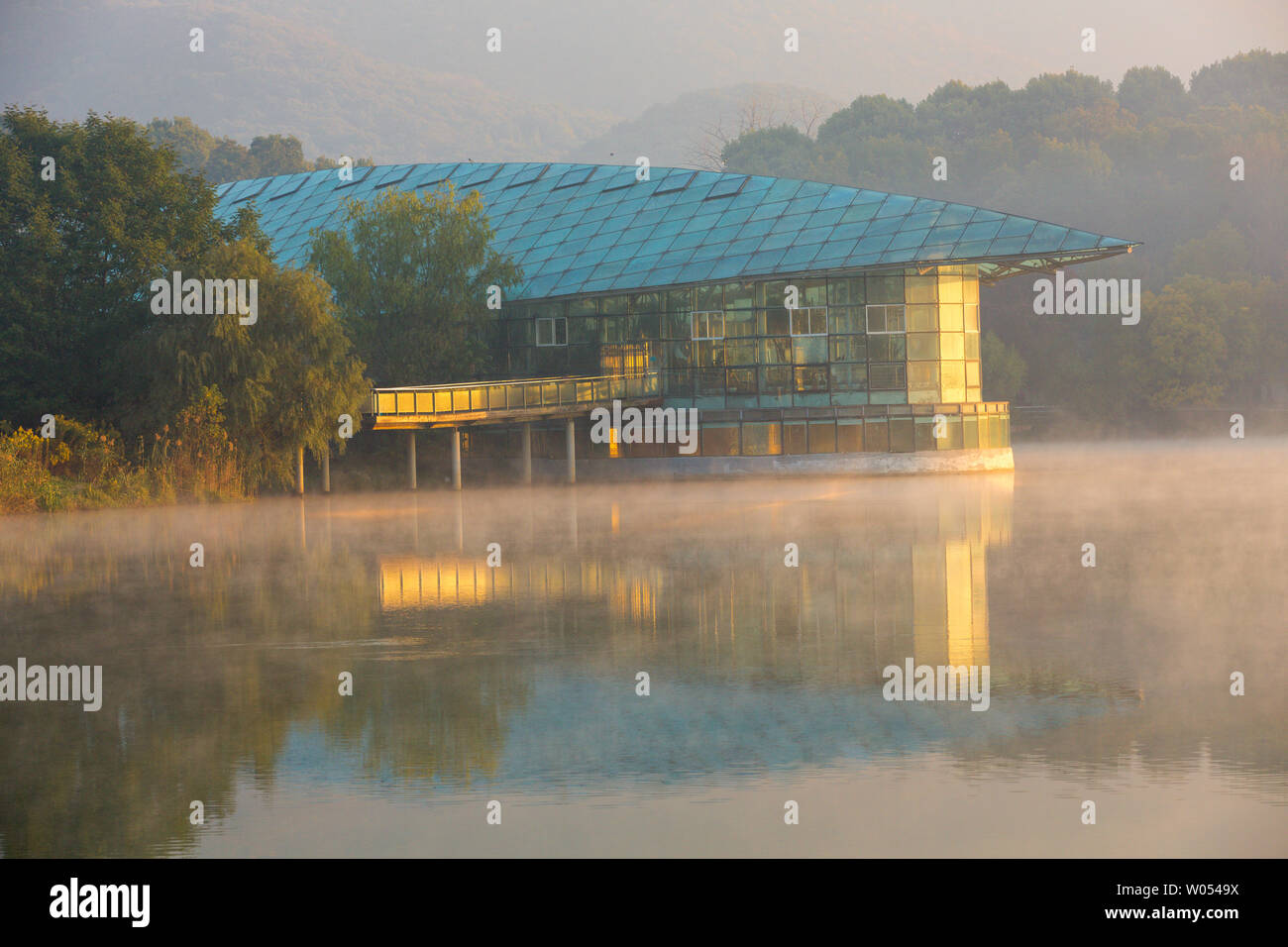 Botanical garden early morning Stock Photo - Alamy