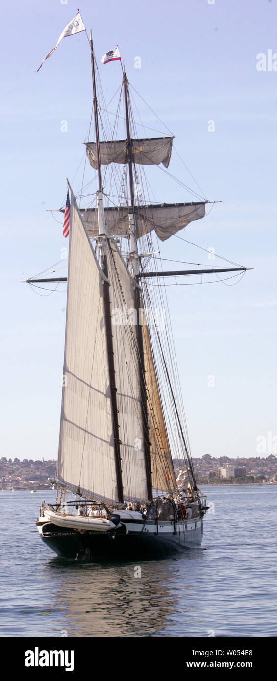 Americas Privateer Lynx positions itself during in a mock gun battle ...