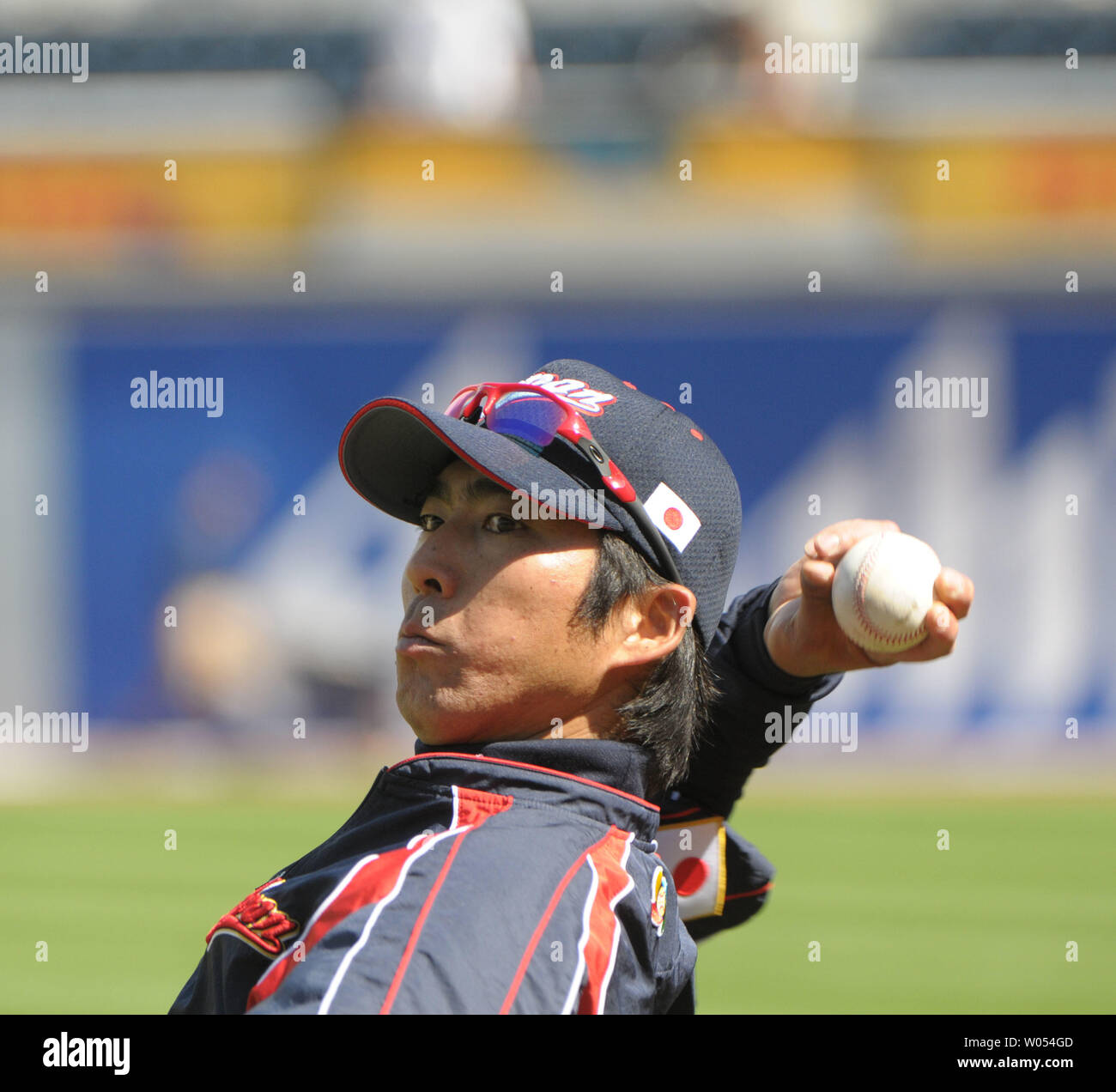 Infielder Michihiro Ogasawara works out as Japanese baseball team ...