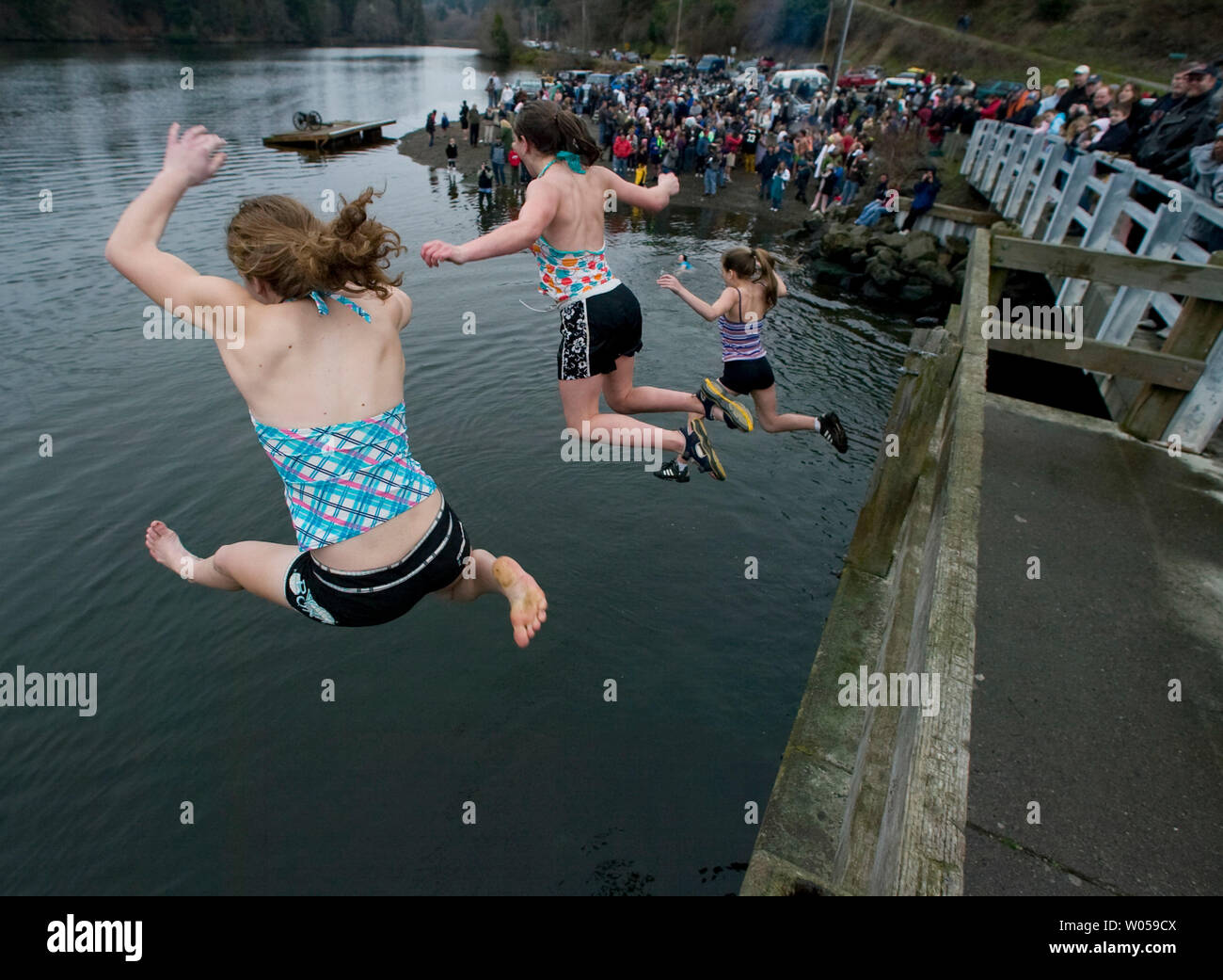 Left to right, Kimberly LaVair, Cassie Graves and Patty Thomas jump ...