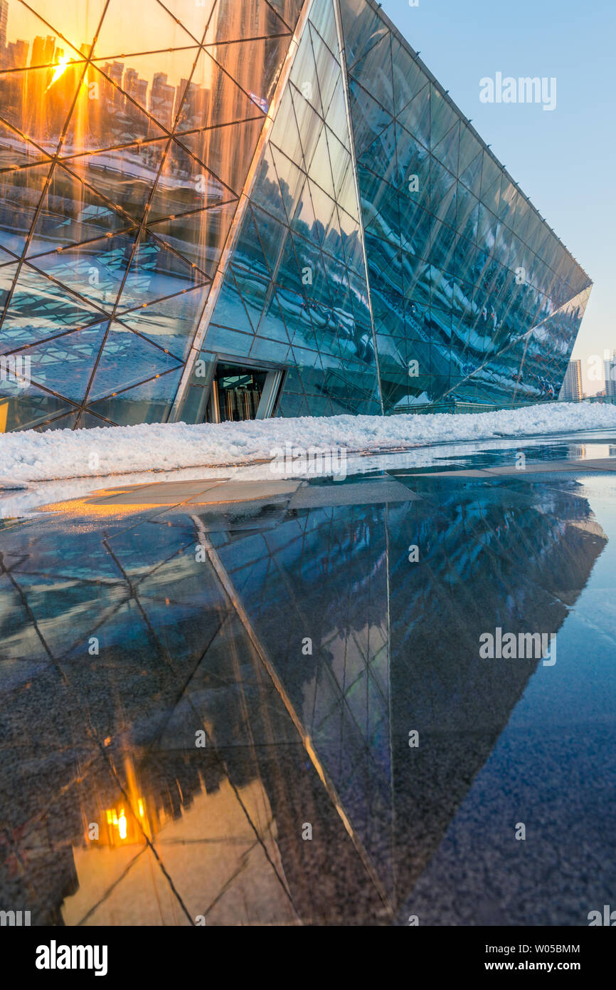Background, landmark buildings, snow, sunrise Stock Photo - Alamy