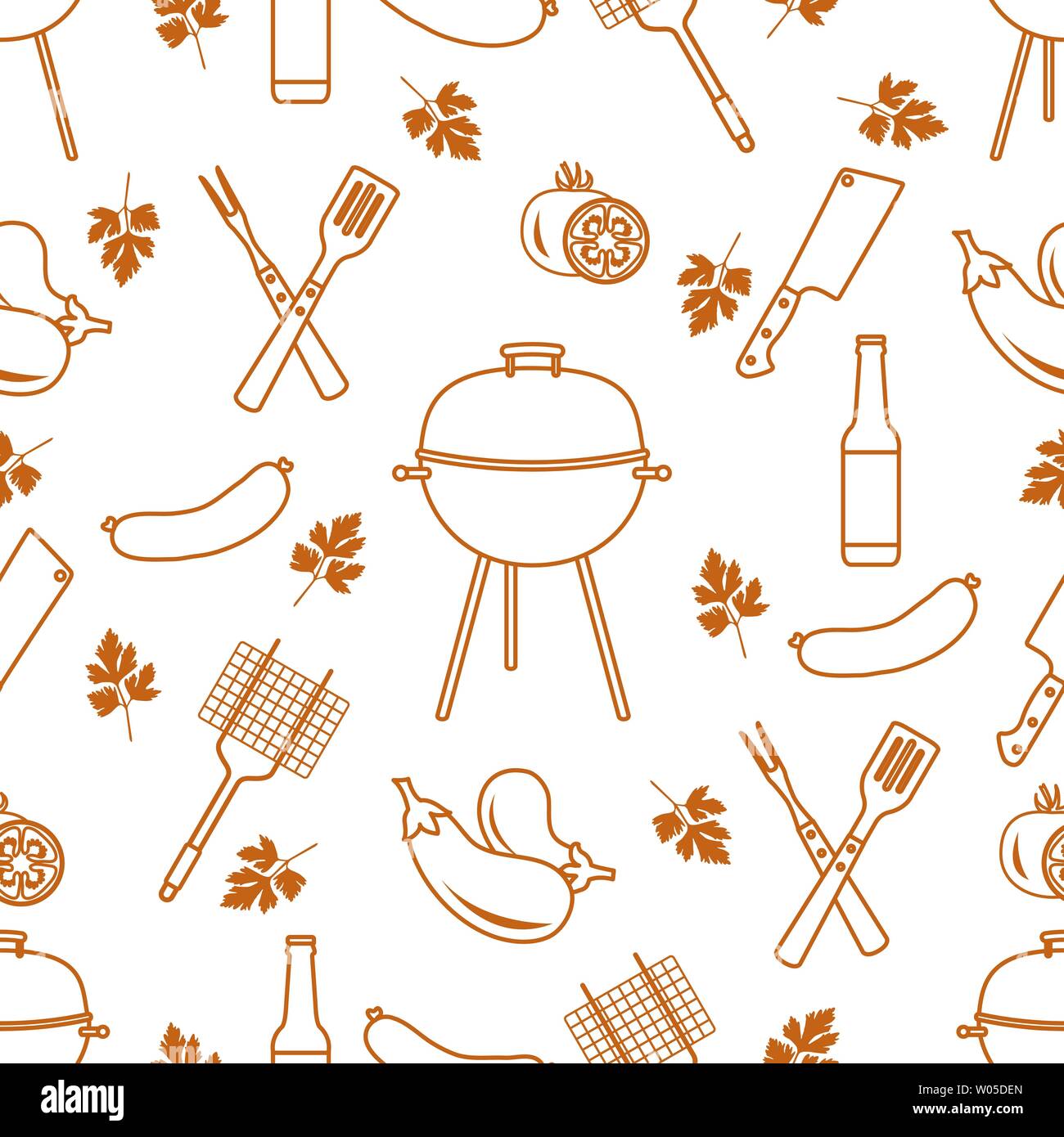 Seamless pattern with grill and barbecue tools. BBQ party background ...
