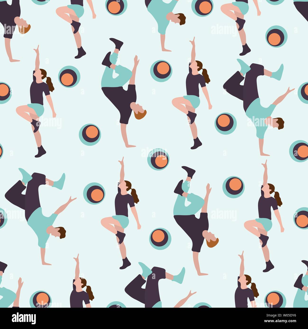 Vector seamless pattern with dancing people. Dance party, competition ...