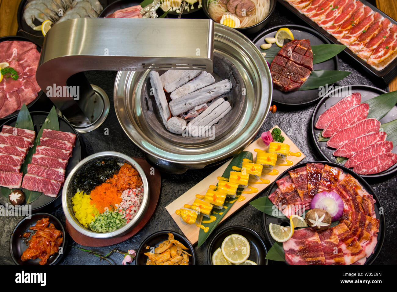 Barbecue. Full banquet Stock Photo - Alamy