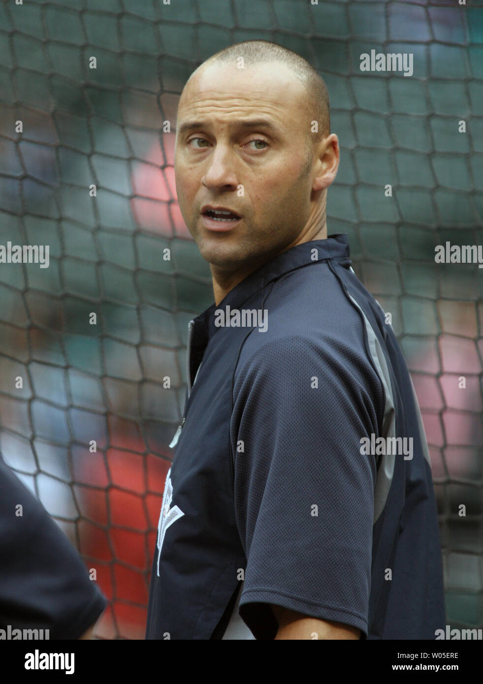 New York Yankees SS Derek Jeter .looks around at the crowd before their ...