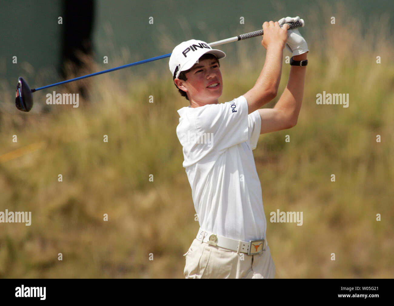 15-year-old Cole Hammer, from Houston watches his drives from the 6th ...