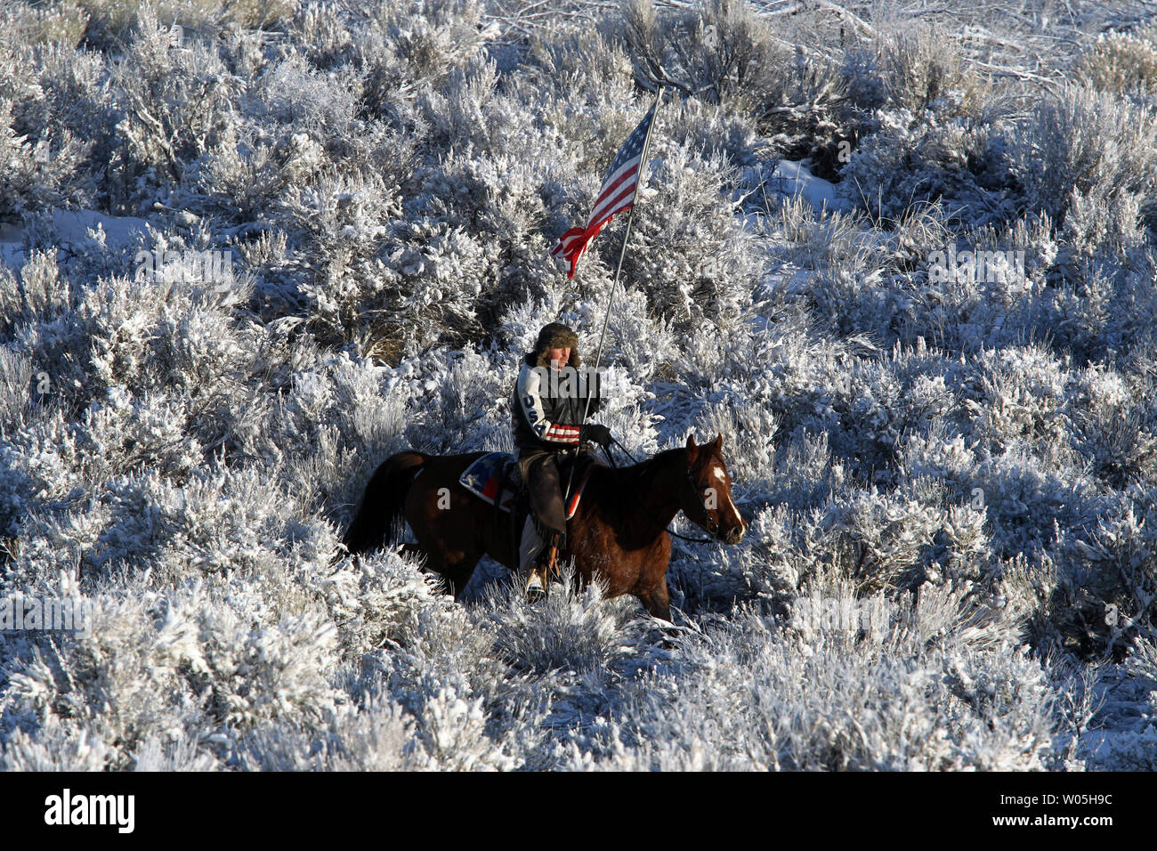Duane Ehmer, of Irrigon, Oregon, rides the perimeter on Hellboy, at the ...