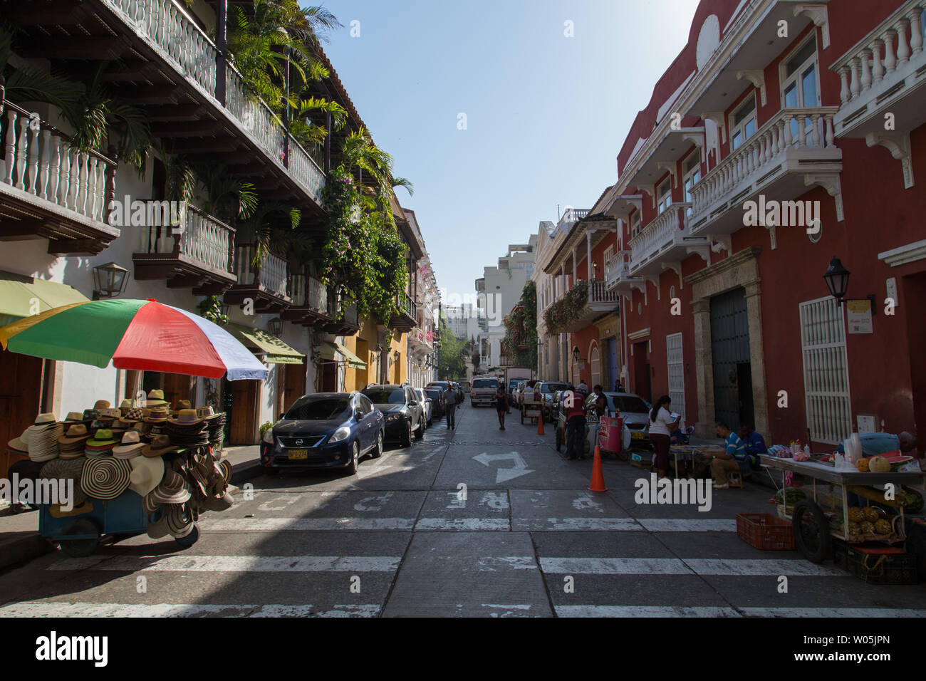 Beautiful, colorful colonial buildings line one of the main roads in ...