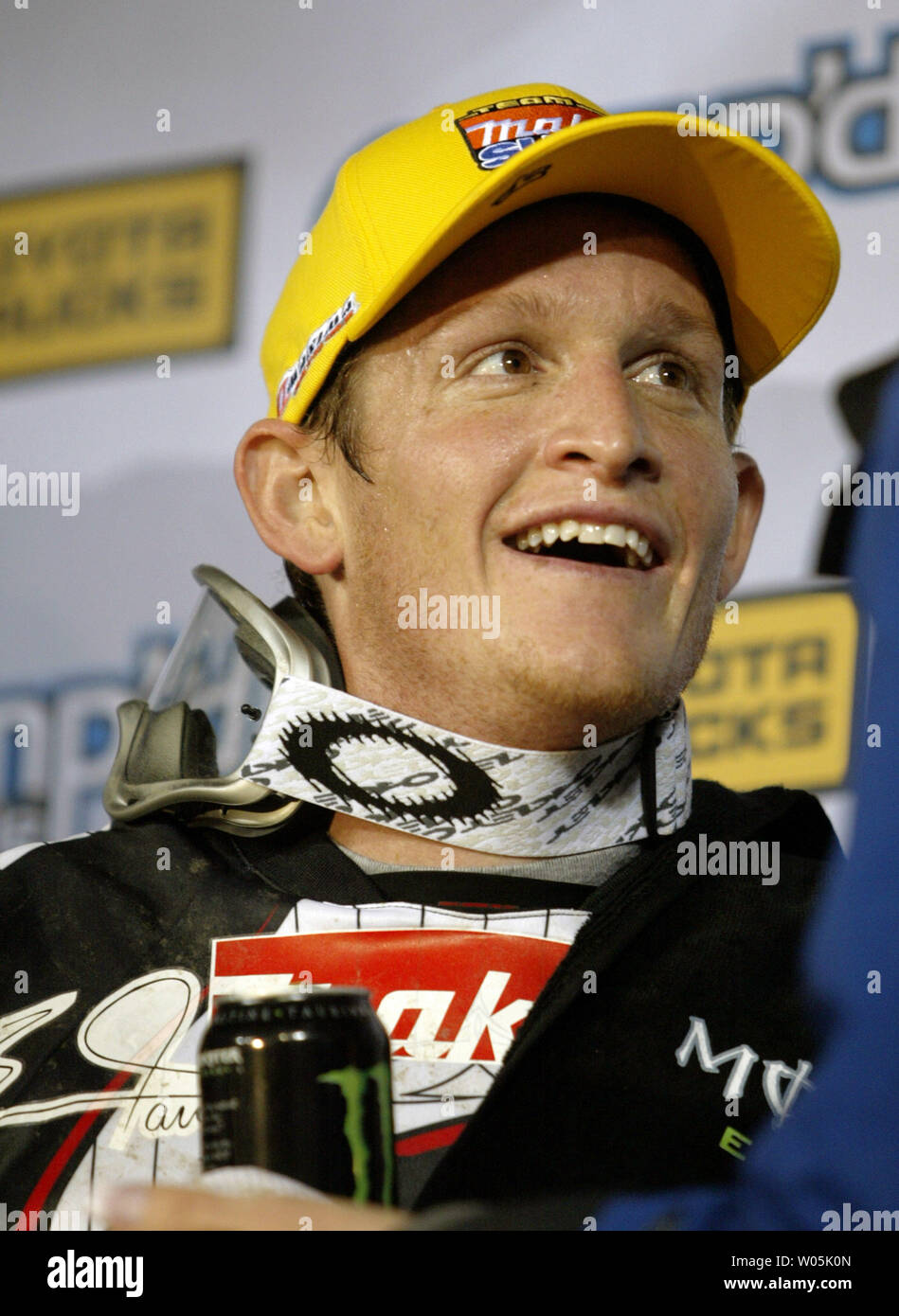 Suzuki rider Ricky Carmichael (4) smiles while being interviewed after ...