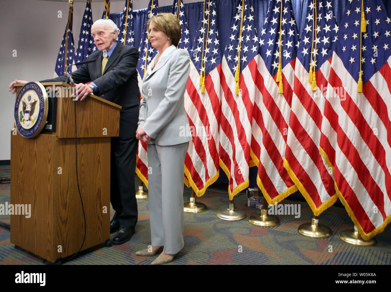 Rep. Tom Lantos (D-CA) (L) and Speaker of the House Nancy Pelosi (D-CA ...